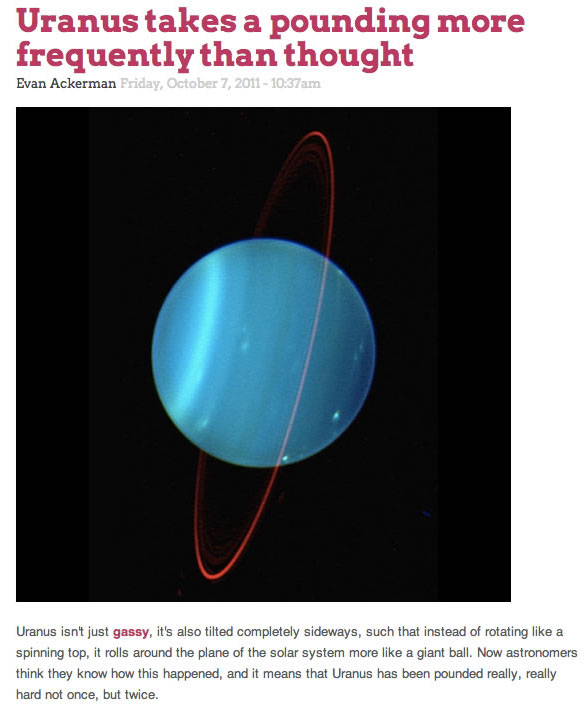 Funnies Headline Ever! Uranus takes a pounding more frequently than ...